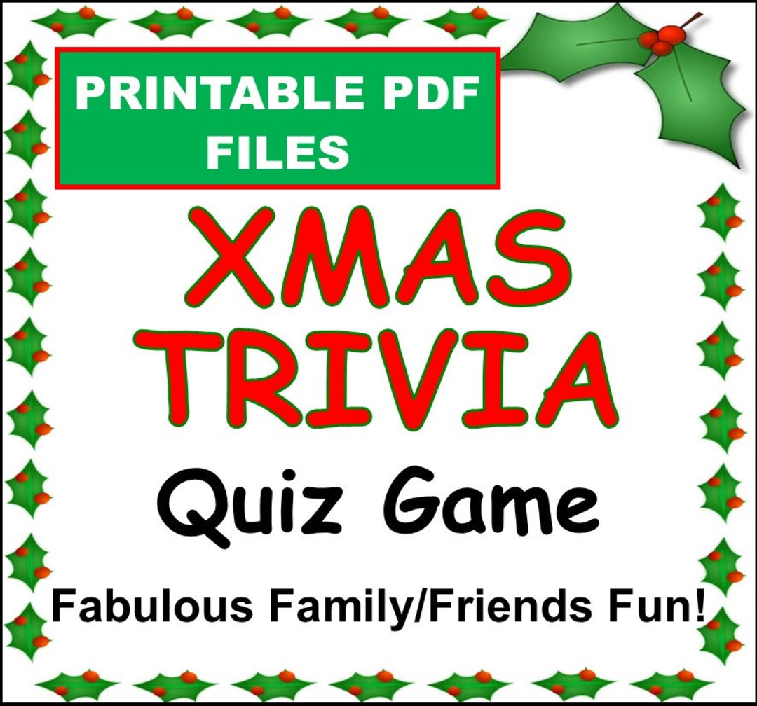 NEW Printable Pdf Files 'XMAS TRIVIA General Knowledge Quiz Game ...
