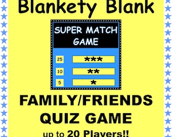 Instant Download Printable PDF All New BLANKETY BLANK Super Match Game ...