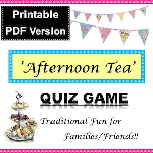 Printable PDF Version of 'AFTERNOON TEA' Themed Quiz Trivia Game ...
