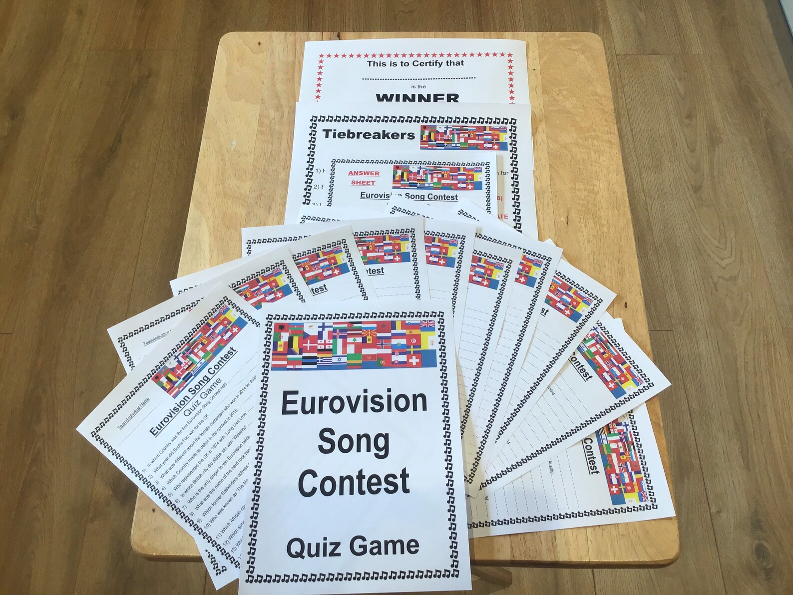New Printable Pdf Version! 'EUROVISION SONG CONTEST' Trivia Quiz Game ...
