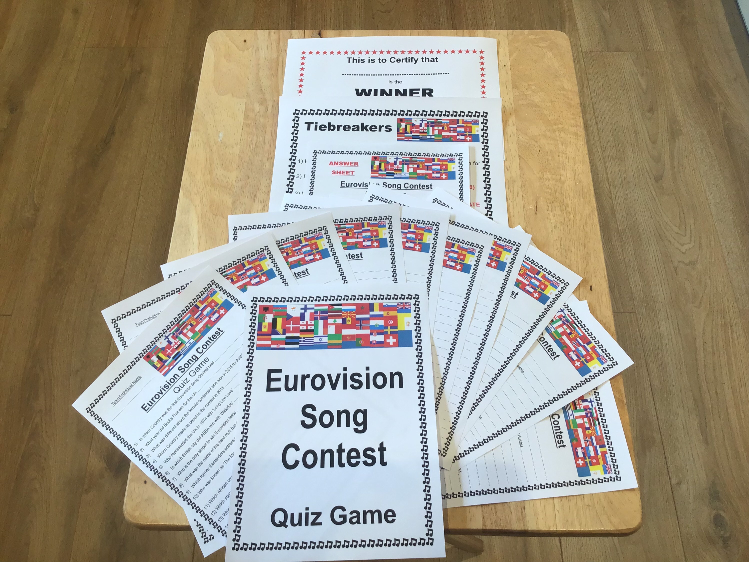 New Printable Pdf Version! 'EUROVISION SONG CONTEST' Trivia Quiz Game ...