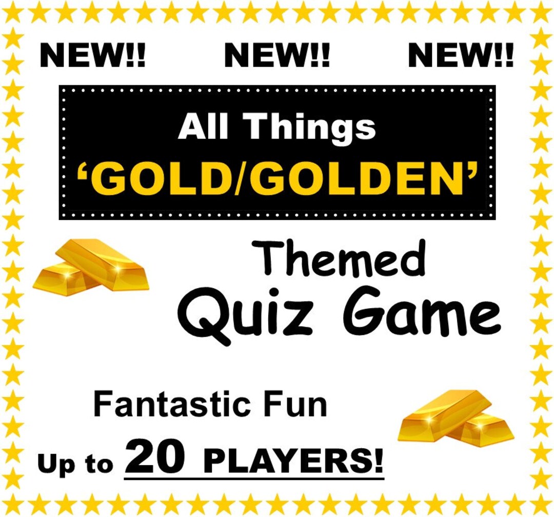 New All Things 'GOLD/GOLDEN' Themed Quiz Trivia Game up to 20 Players ...