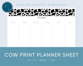 Cow Print Planner Digital Download - Etsy