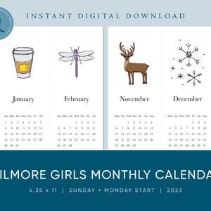 2023 Printable Gilmore Girls Monthly Calendar 4.25 X 11 - Etsy