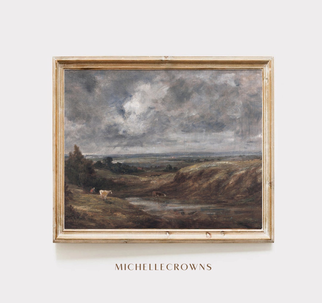 Rustic Moody Landscape Paintingvintage Muted Printable Artantique Moody ...