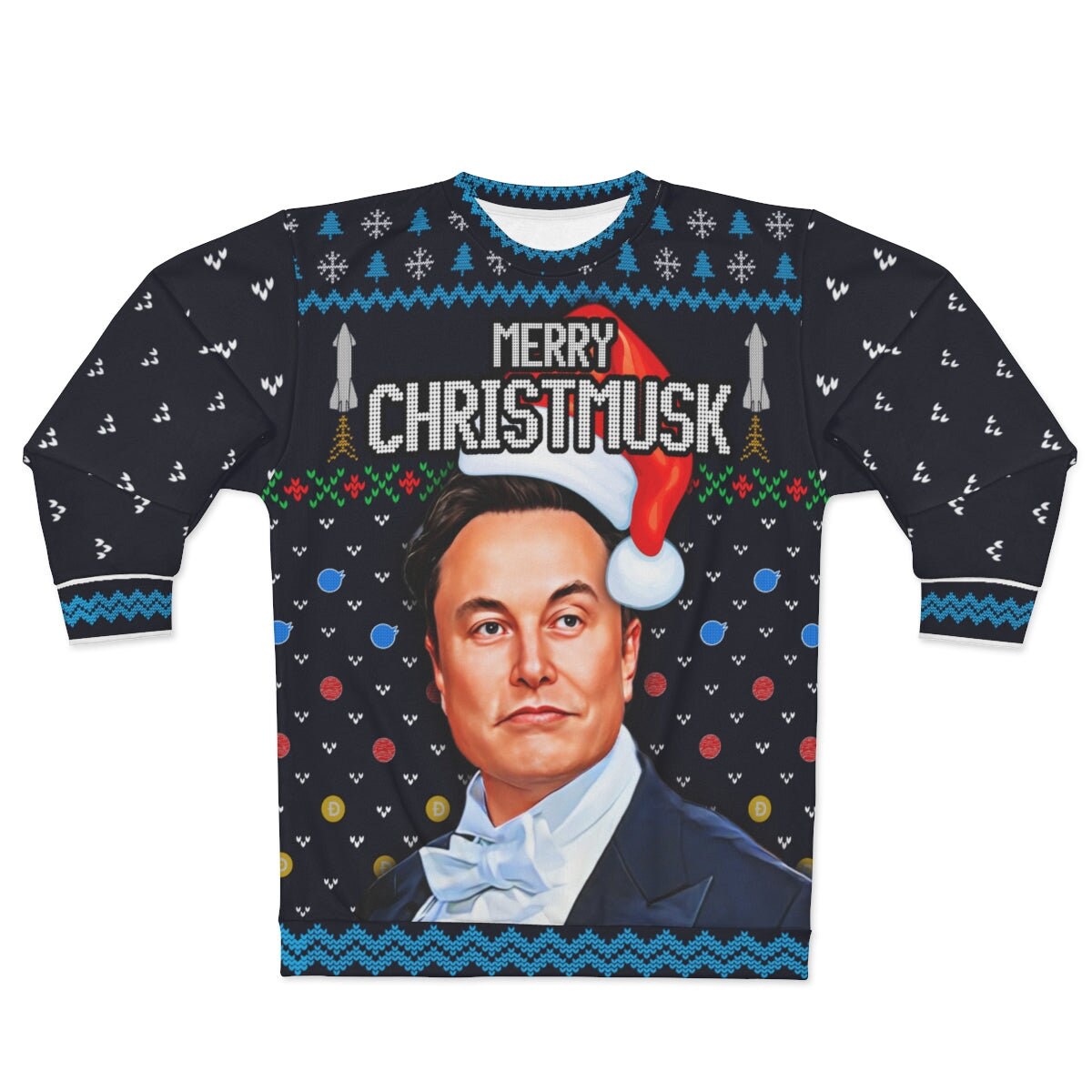 Elon Musk Ugly Christmas Sweater Holiday Party Unisex Doge Mars Spacex ...