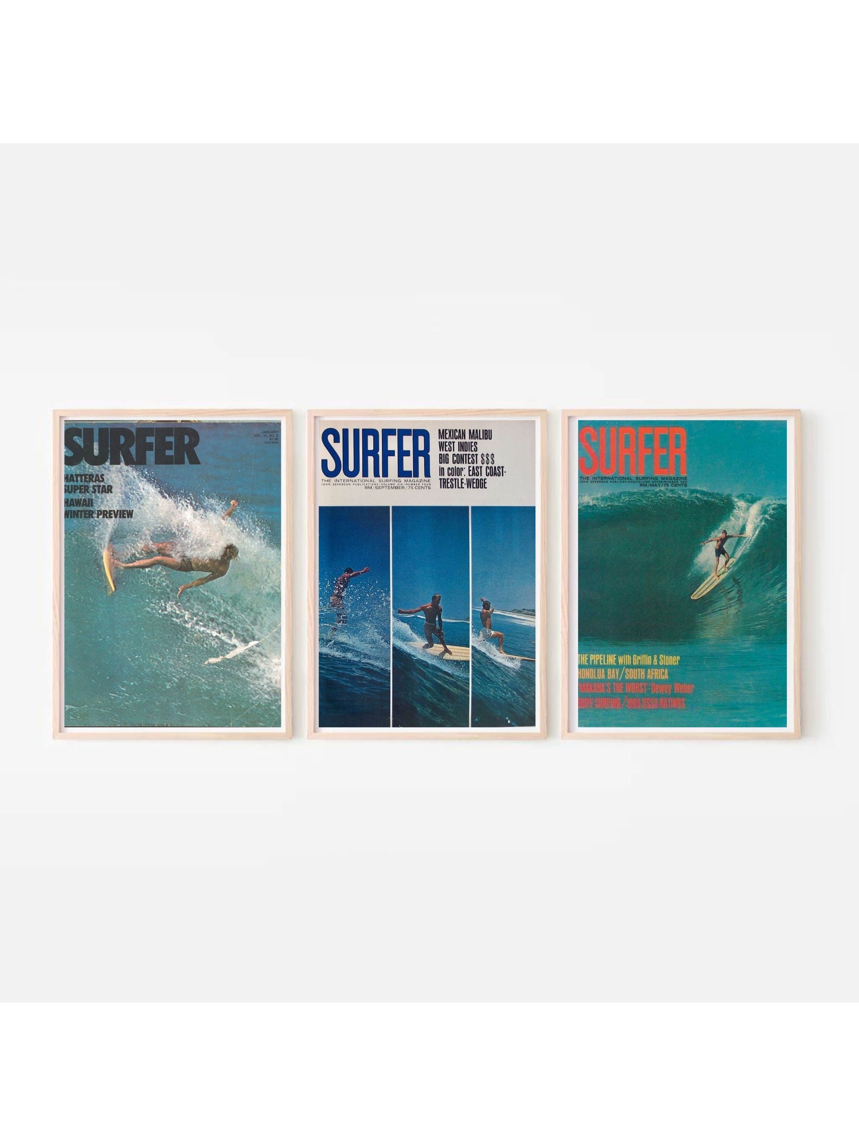 Vintage Surfer Magazine Cover Prints Set of Three | Surfer Magazine ...