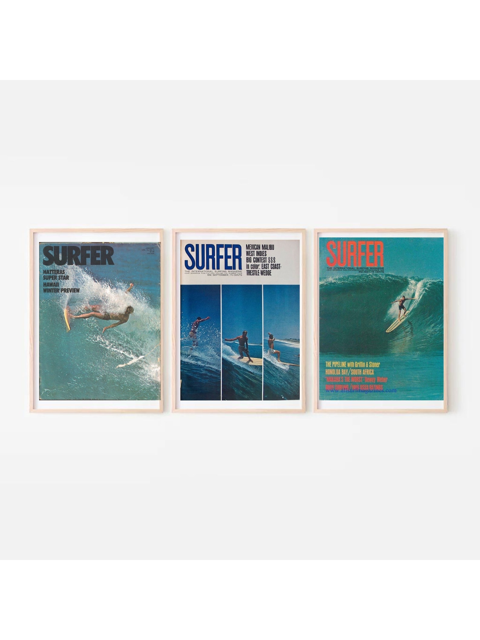 Vintage Surfer Magazine Cover Prints Set of Three Surfer - Etsy