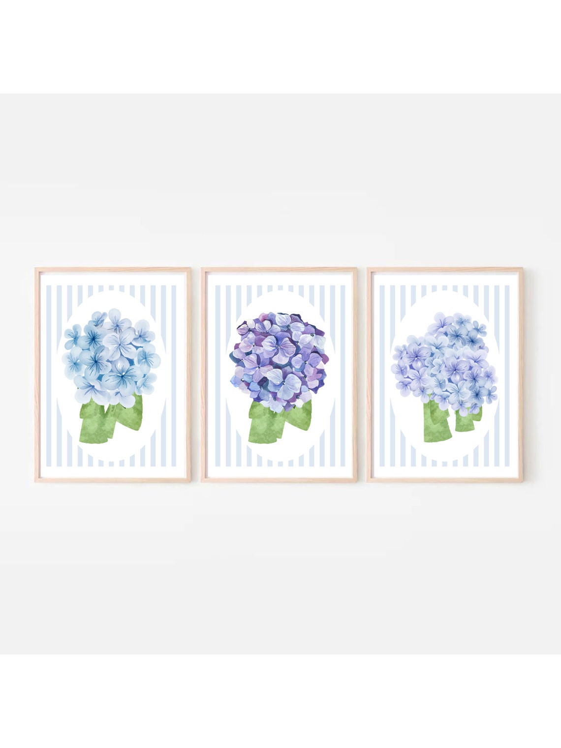 Grand Millennial Hydrangea Prints Set of Three | Coastal Grandma ...