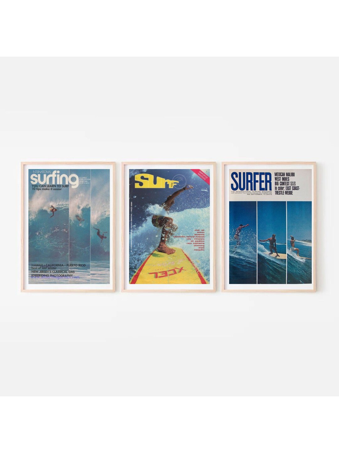 Vintage Surfer Magazine Cover Prints Set of Three From Surf - Etsy
