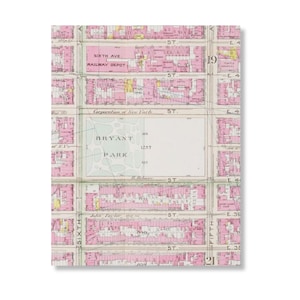 Pink Bryant Park Map Digital Print | New York City Print | NYC Print ...