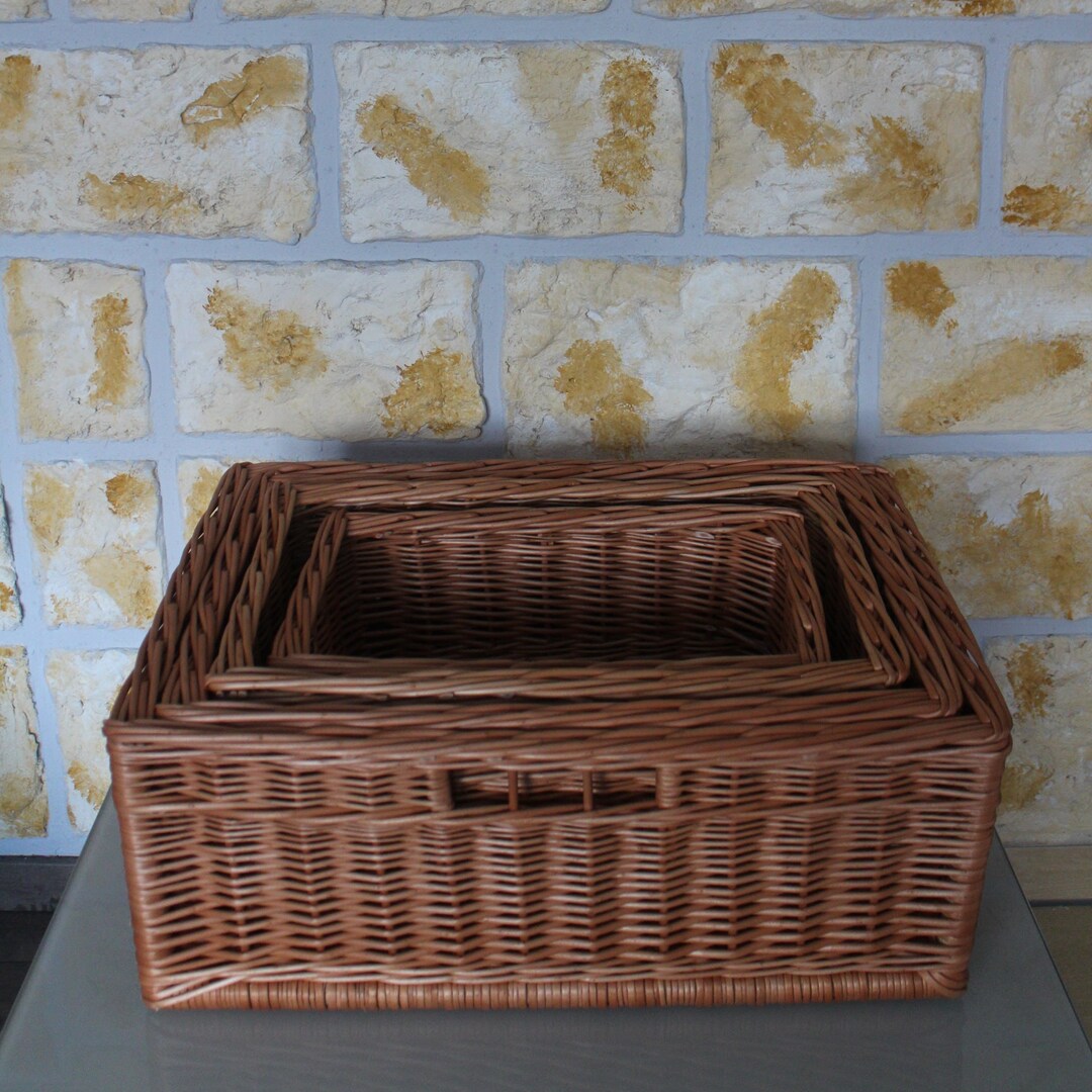 Storage Baskets in 4 Different Sizes. Handmade From Willow. Storage Box ...