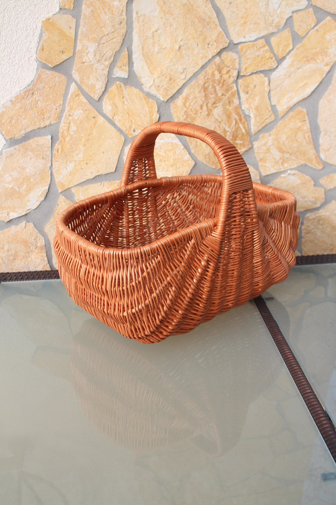 Shopping Basket Wicker Basket Car Basket Wicker Basket Extremely Stable ...