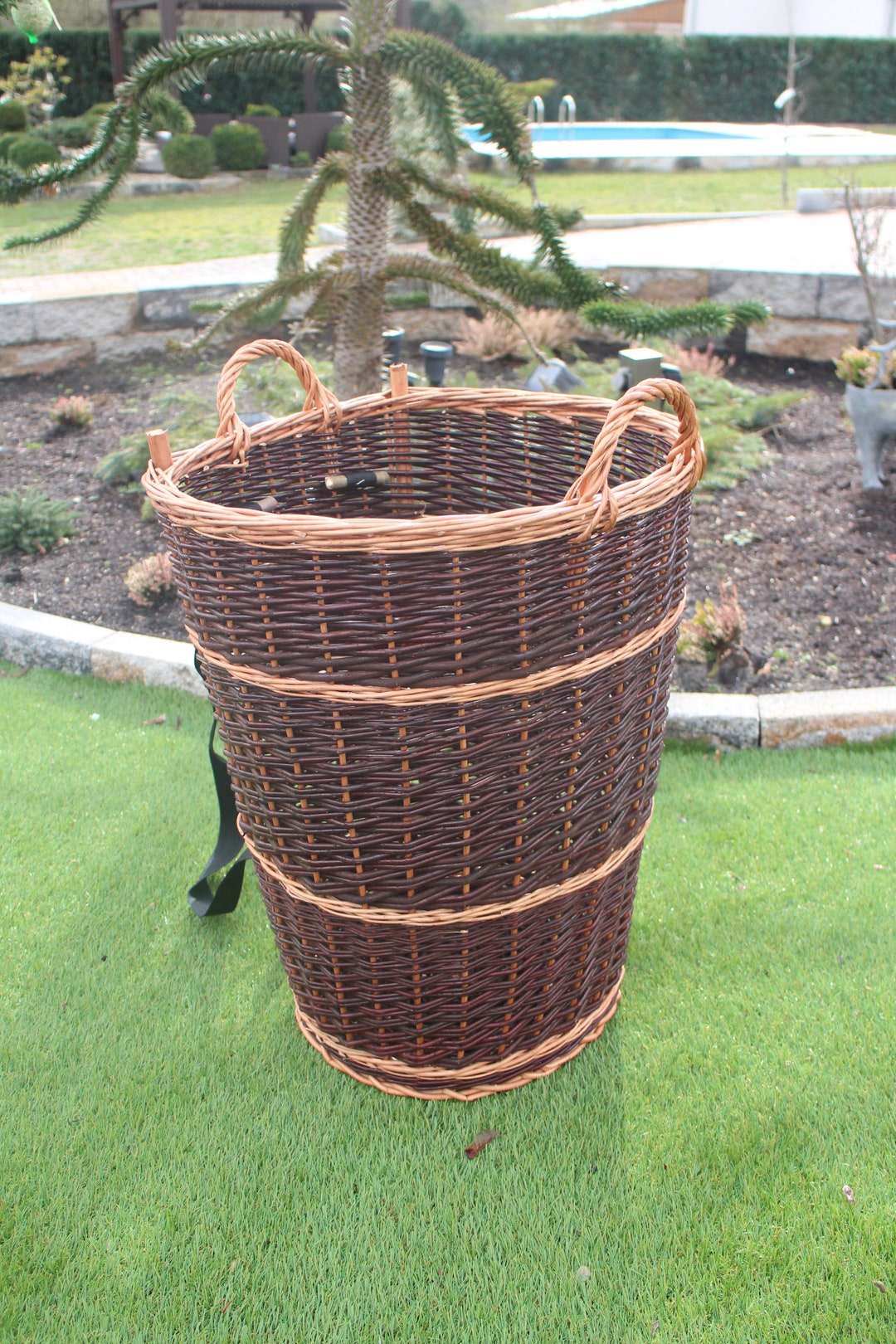 Pannier With Carrying Strap Made of Wicker. Back Carrying - Etsy