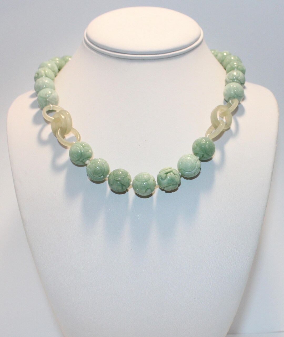 Burma Jade Vintage Devil's Work Filligree Necklace - Etsy