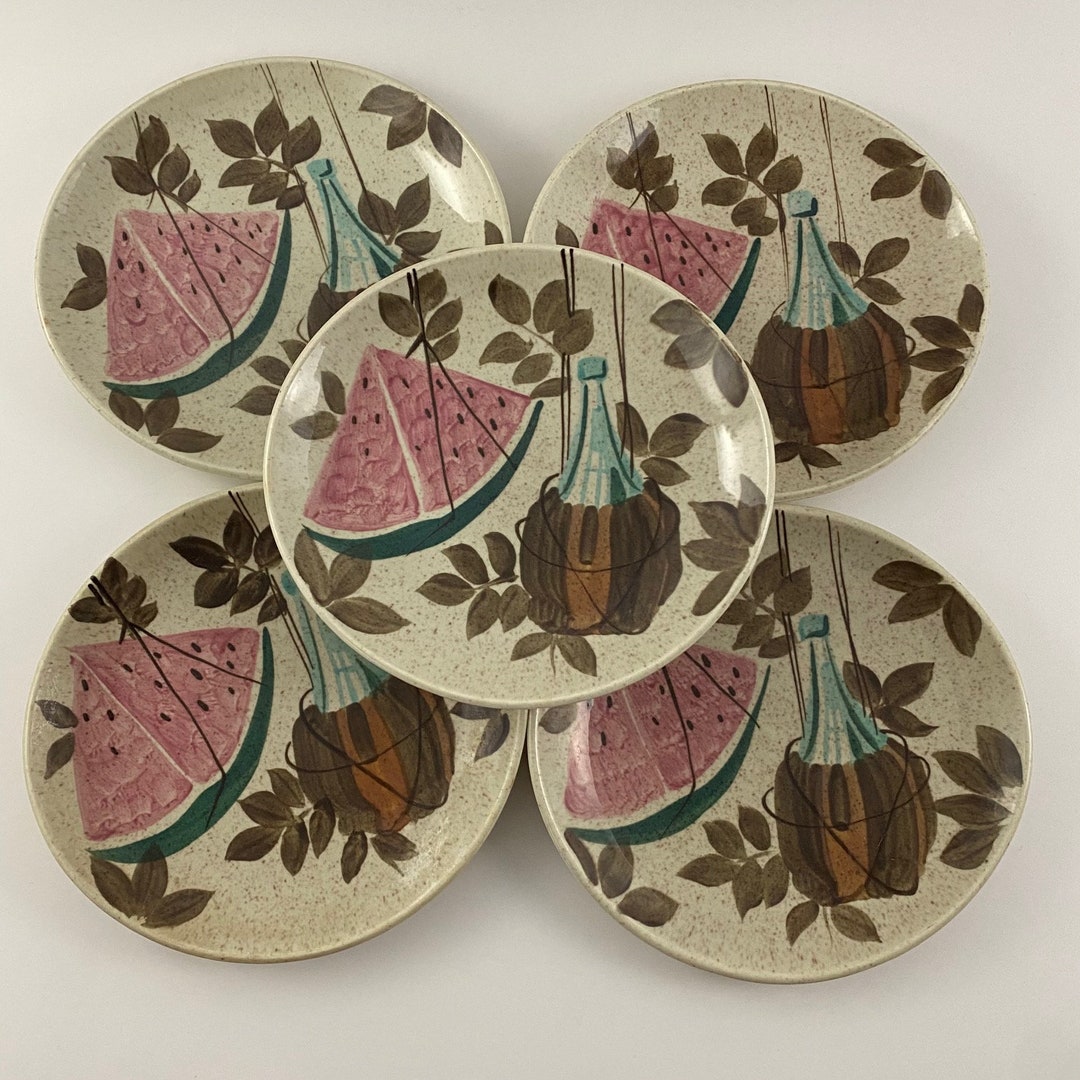 Mid-century Red Wing Tampico Pattern Hand Painted Bread Butter Plate ...