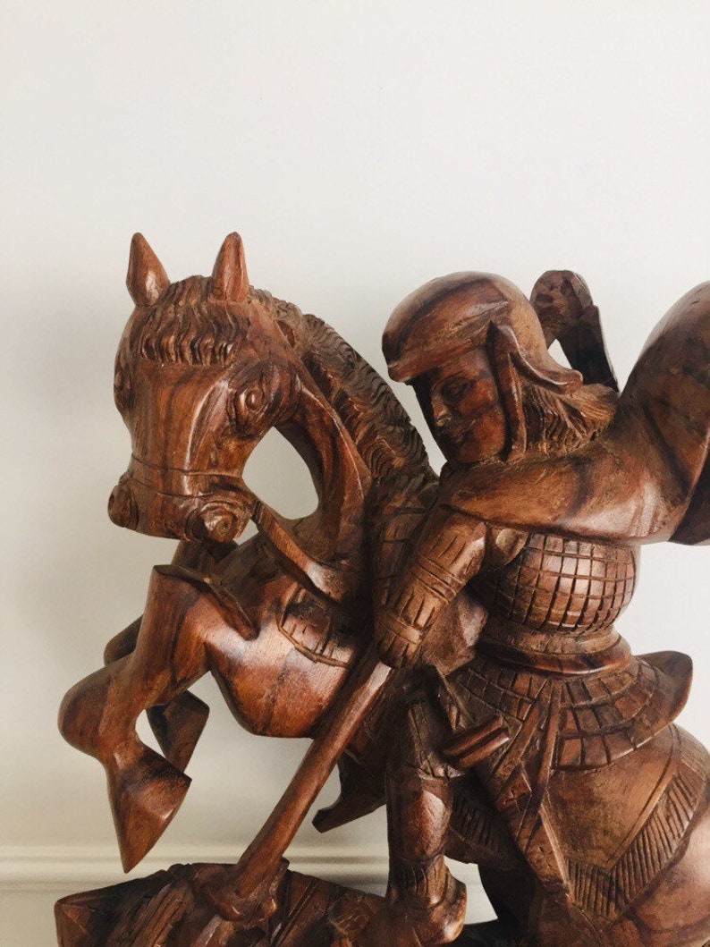 Saint George and the Dragon Unique Wooden Figure of Saint - Etsy