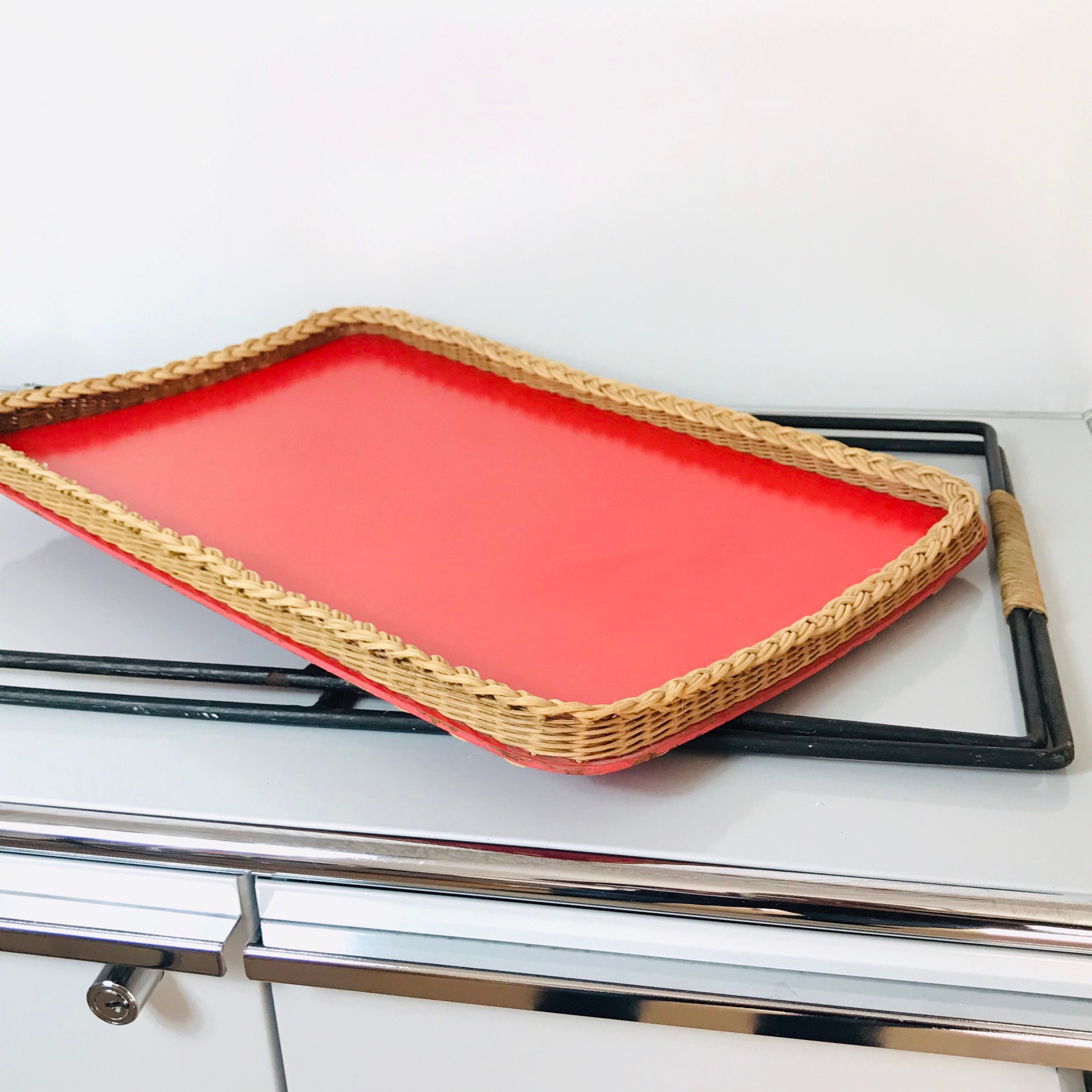 Vintage 60s Serving Tray Magazine Rack Side Table Plant | Etsy