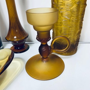 Set of Amber Home Decor, Amber Glass Decor, Vintage Amber Glass Decor ...