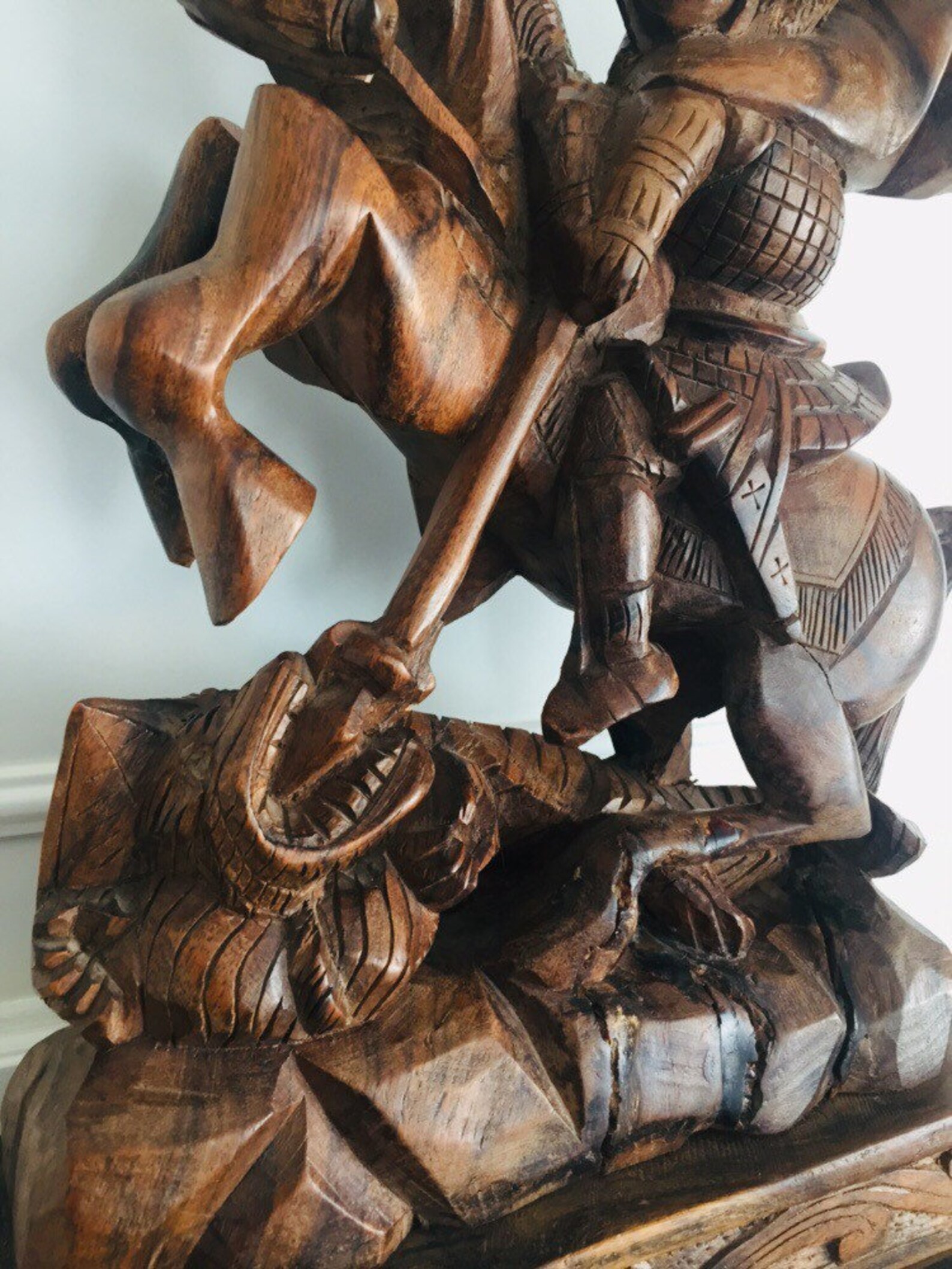 Saint George and The Dragon Unique Wooden Figure of Saint | Etsy