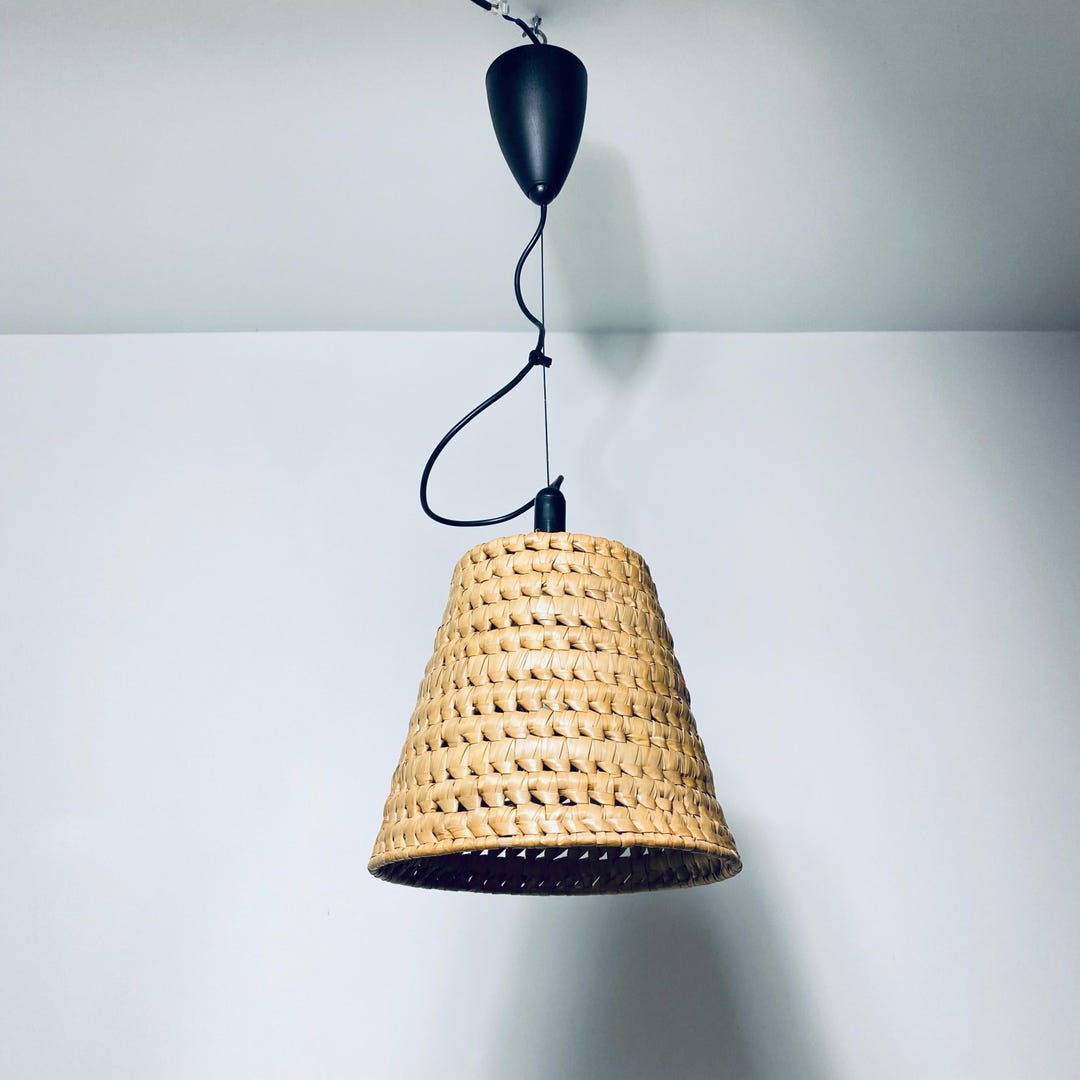 Vintage Boho Pendant Light, 90s Rattan Style Ceiling Light, Vintage ...