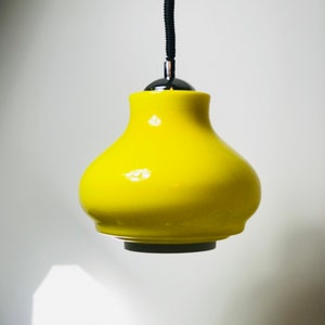 70’s Yellow Glass Pendant Light, 60’s-70’s Design, Vintage Opaline ...