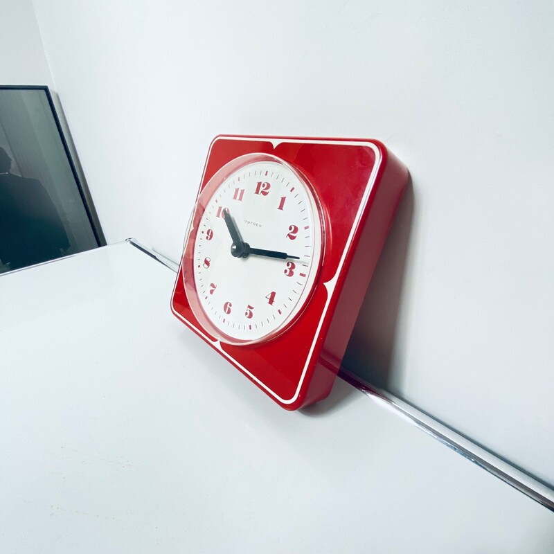 Red Wall Clock - Etsy