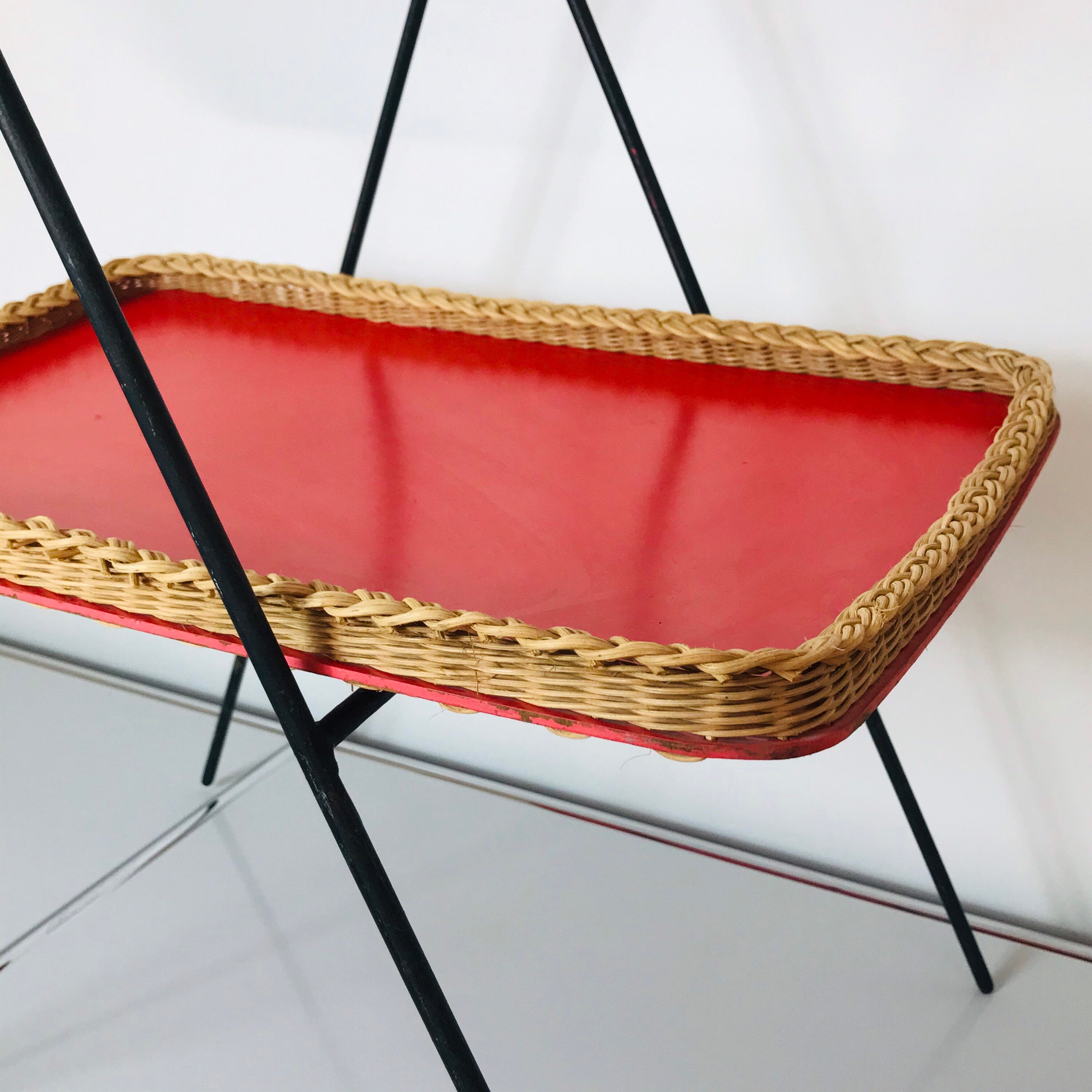 Vintage 60s Serving Tray Magazine Rack Side Table Plant | Etsy