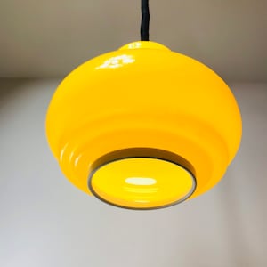 70’s Yellow Glass Pendant Light, 60’s-70’s Design, Vintage Opaline ...