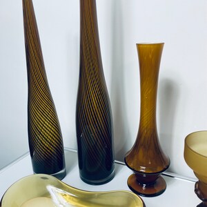 Set of Amber Home Decor, Amber Glass Decor, Vintage Amber Glass Decor ...