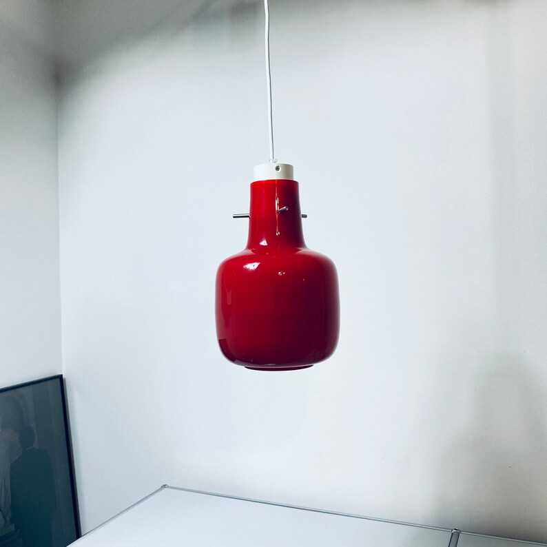 Vintage Red Glass Pendant Light Vintage Ceiling Lamp Danish - Etsy