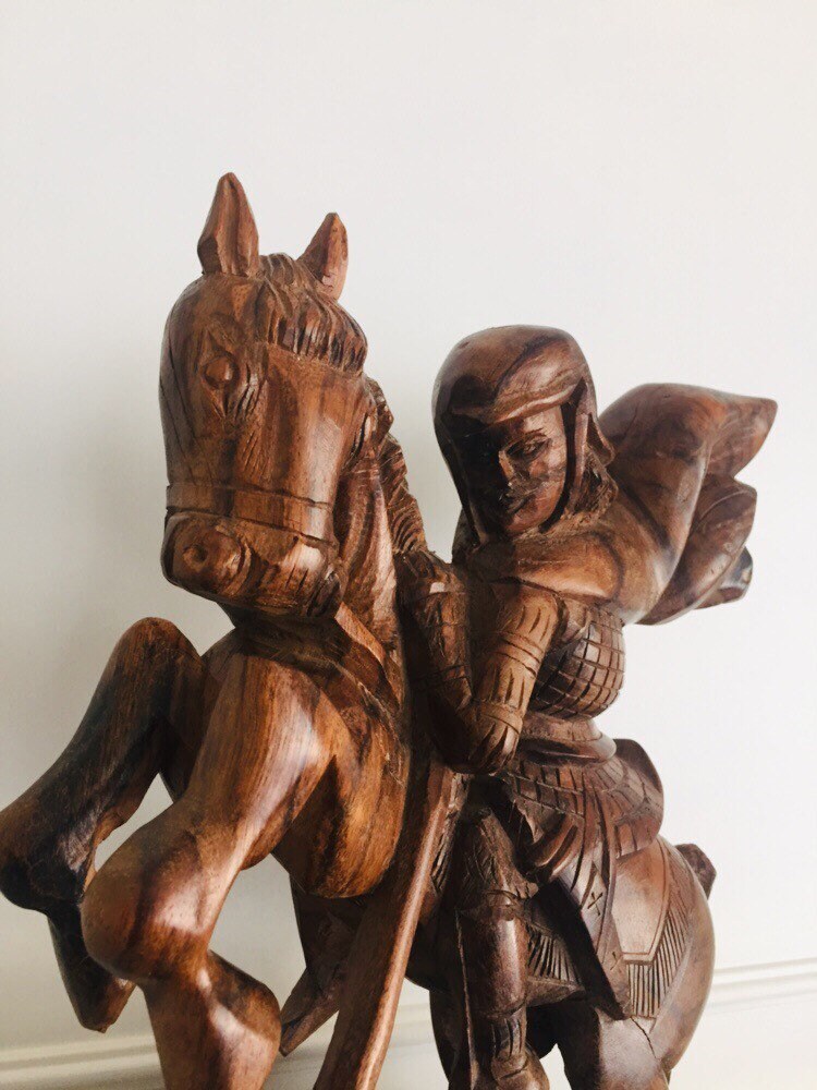 Saint George and the Dragon Unique Wooden Figure of Saint - Etsy