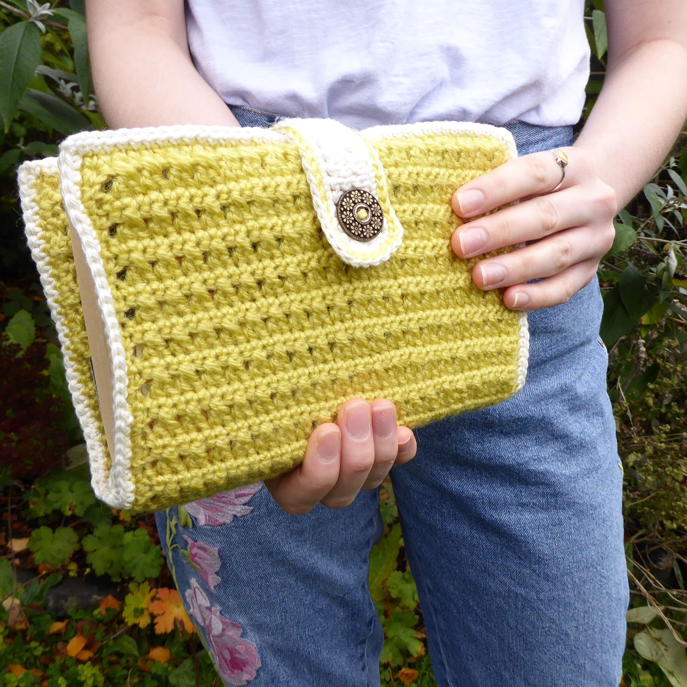 Crochet Book Cover / Paperback Case / Clutch Book Bag With - Etsy