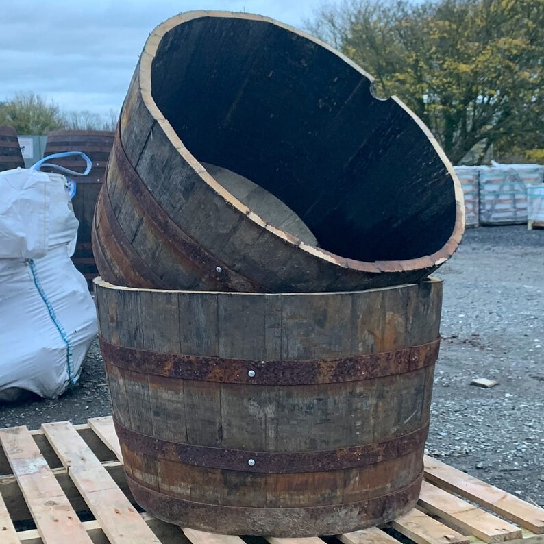 Rustic Reclaimed Oak Whiskey Barrels Sawn in Half From - Etsy