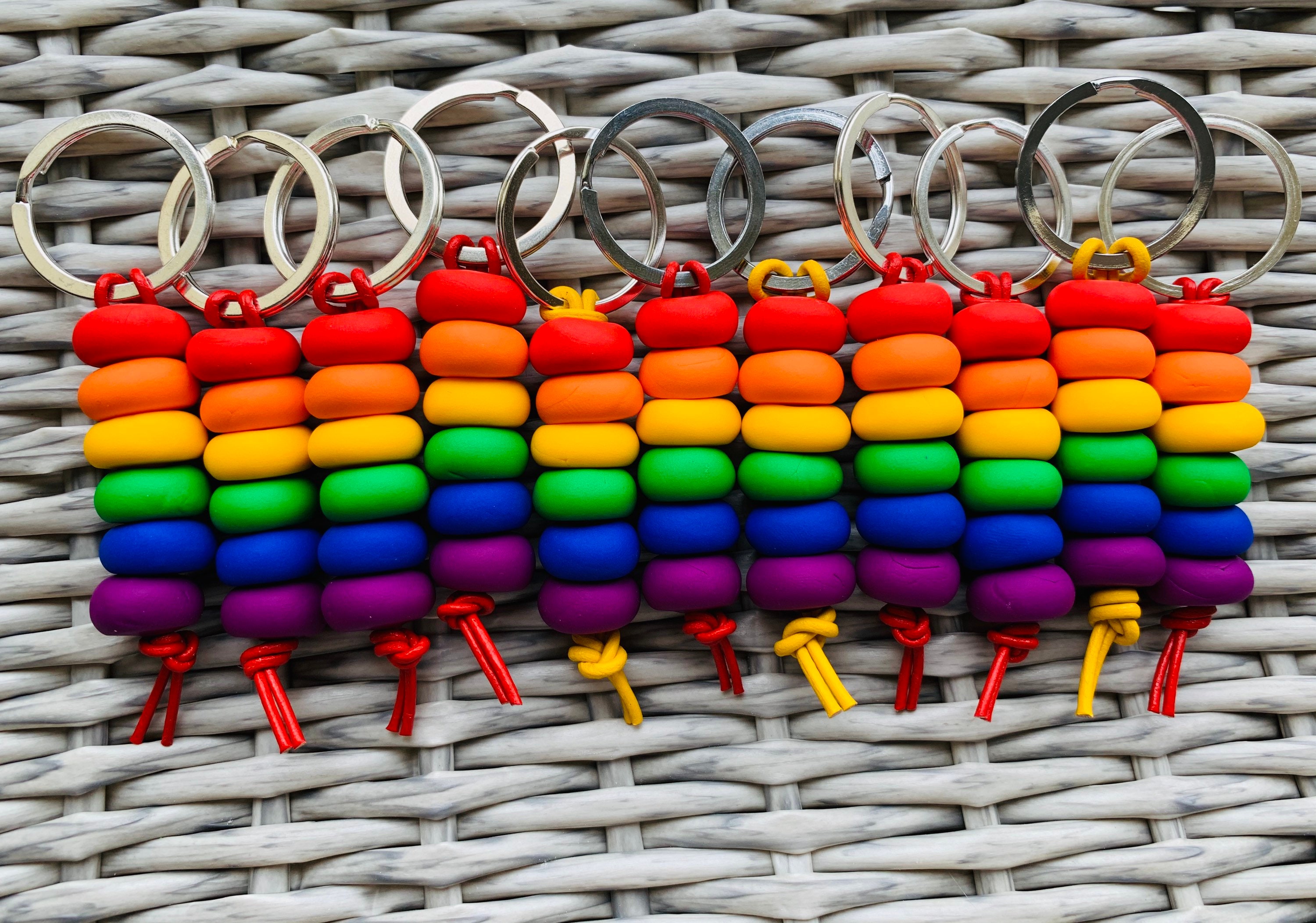 Rainbow Keyring, Rainbow Bead Keychain, Pastel Rainbow, Pride Keychain ...