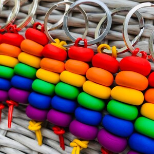 Rainbow Keyring, Rainbow Bead Keychain, Pastel Rainbow, Pride Keychain ...