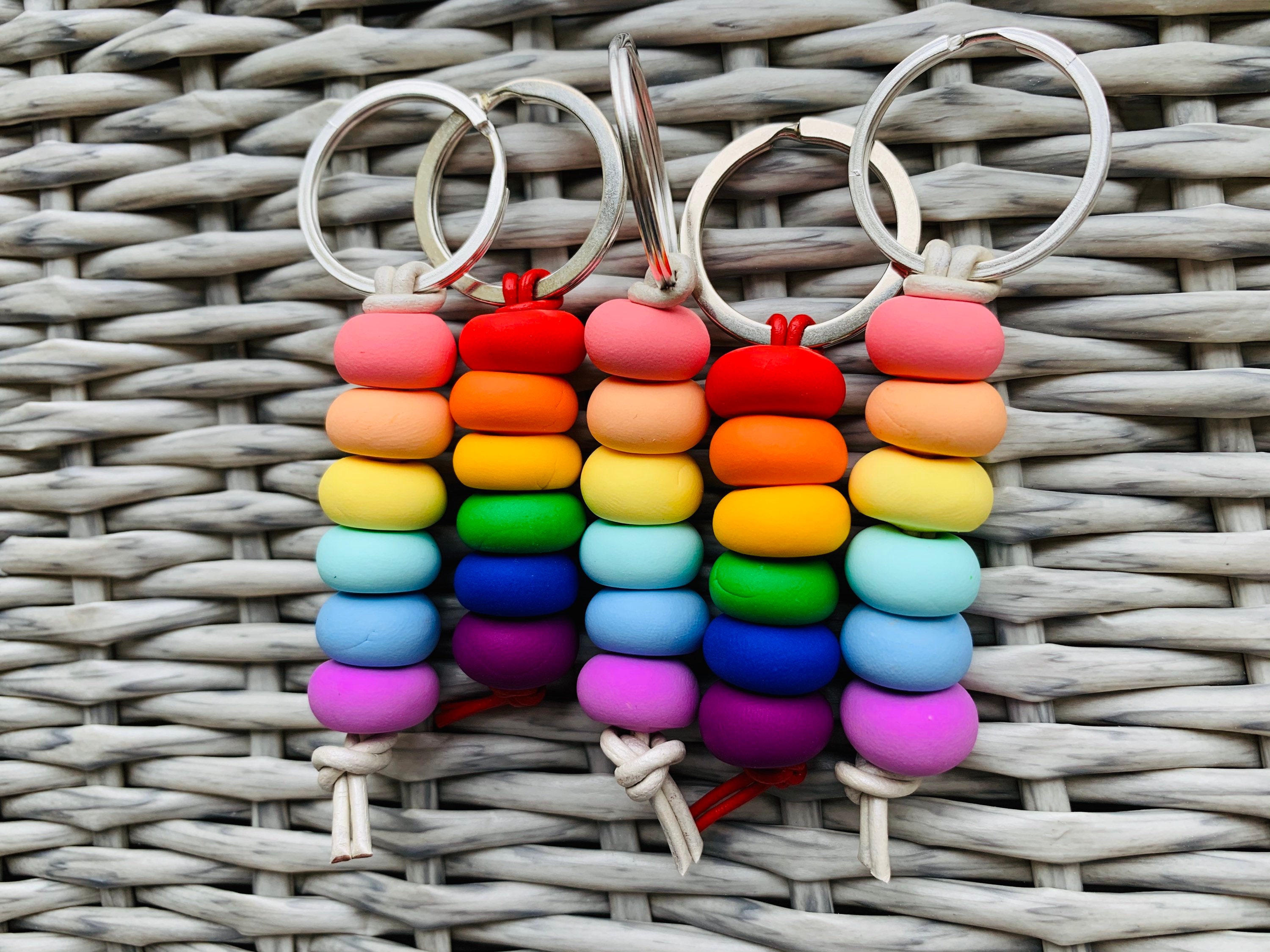 Rainbow Keyring, Rainbow Bead Keychain, Pastel Rainbow, Pride Keychain ...