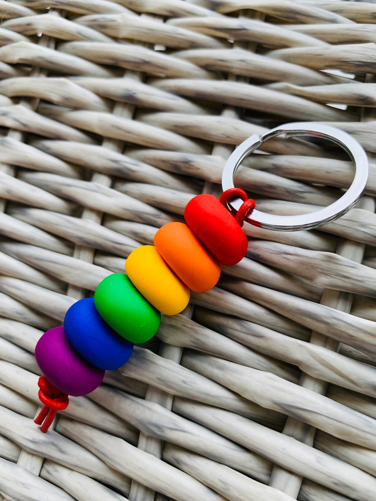 Rainbow Keyring, Rainbow Bead Keychain, Pastel Rainbow, Pride Keychain ...