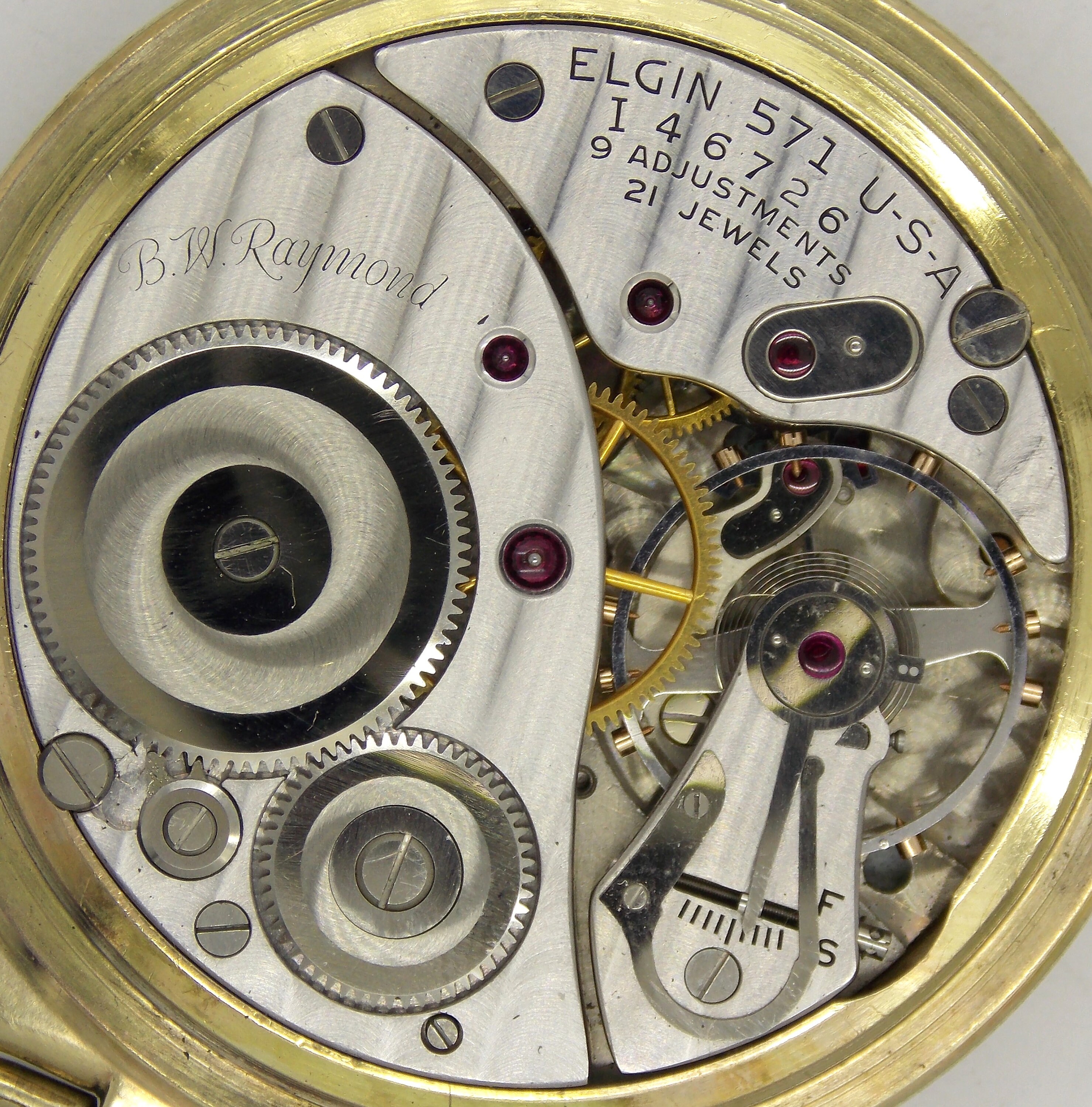 1955 Elgin B.W. Raymond 21 Jewel Railroad Grade Pocket Watch in Star ...