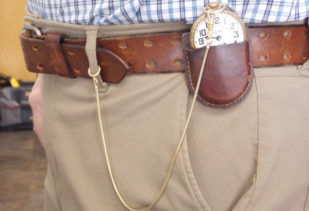 Vintage Leather Pocket Watch Pouch fits on Belt for up to - Etsy