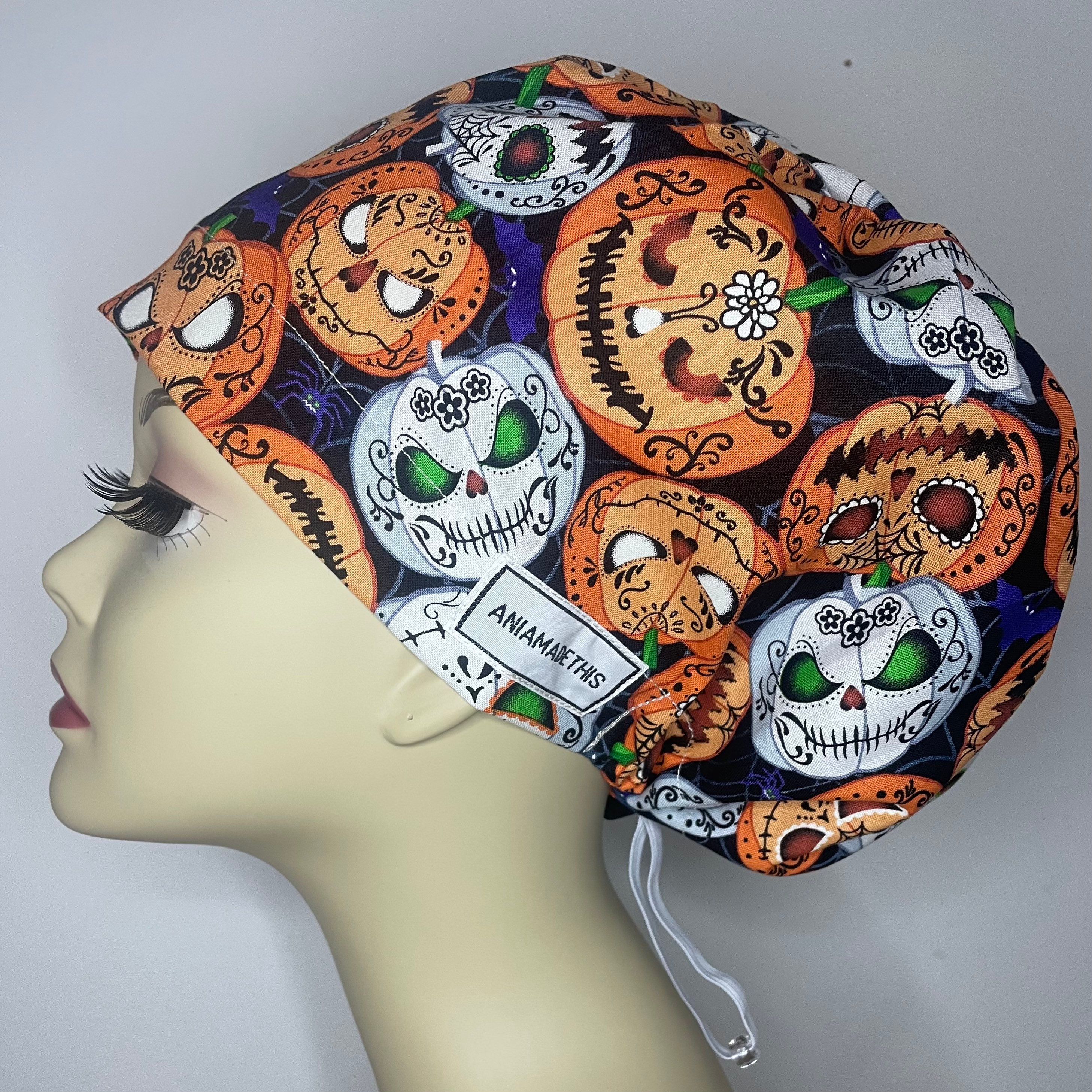 OUTRAGEOUS Halloween Scrub Hat, Surgical Cap, Bouffant Inspired, Cotton ...