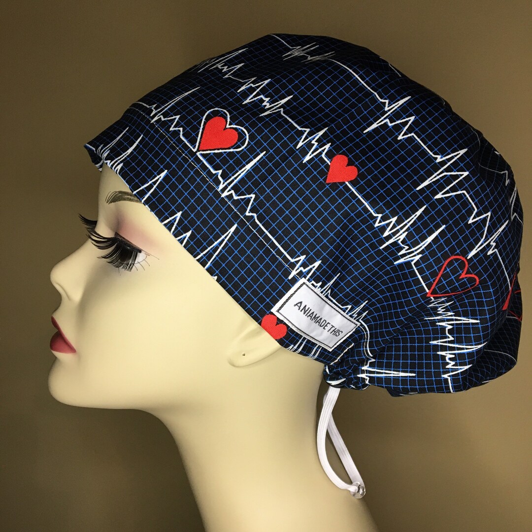Heart Beat Scrub Hat, Surgical Cap - Etsy
