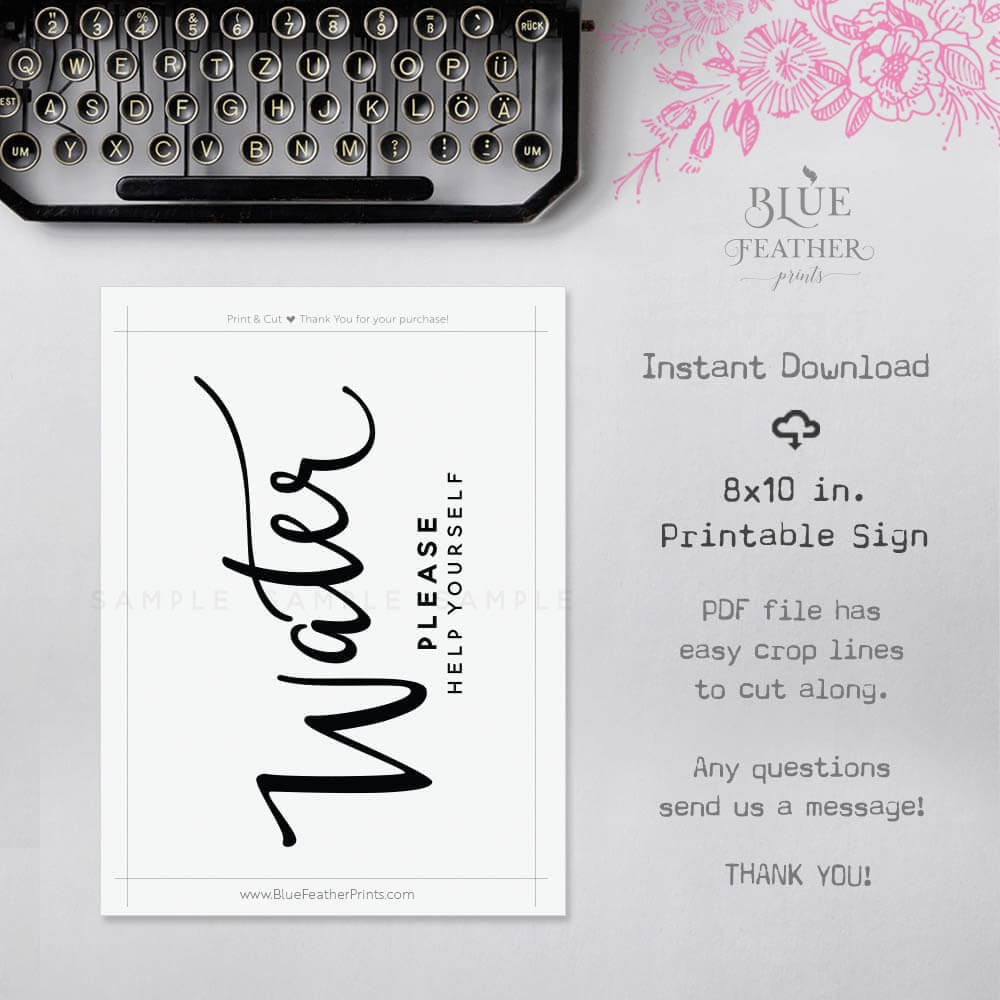 Water Please Help Yourself, Wedding Sign, Wedding Water, Printable Sign ...