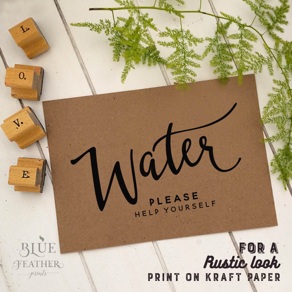 Water Please Help Yourself, Wedding Sign, Wedding Water, Printable Sign ...