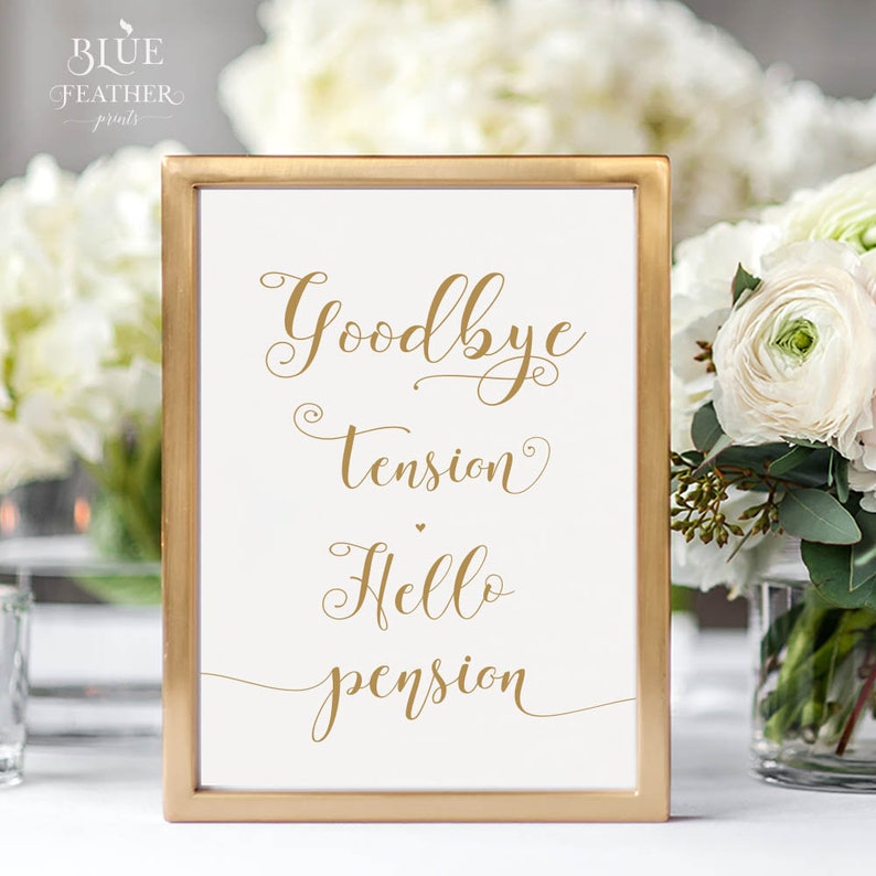 Retirement Party Sign Goodbye Tension Hello Pension DIY | Etsy