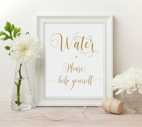 Water Sing Help Yourself Sign Wedding Water Sign Hydration | Etsy