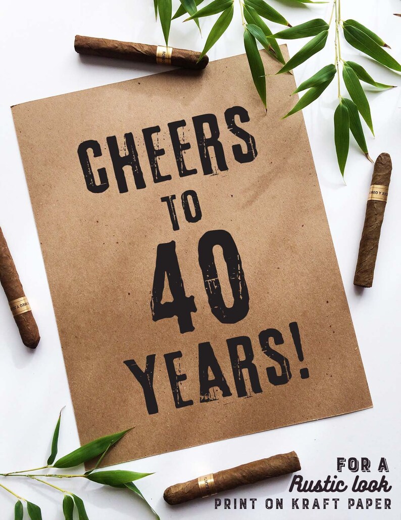 40th Birthday Decoration for Men Cheers to 40 Years Sign - Etsy