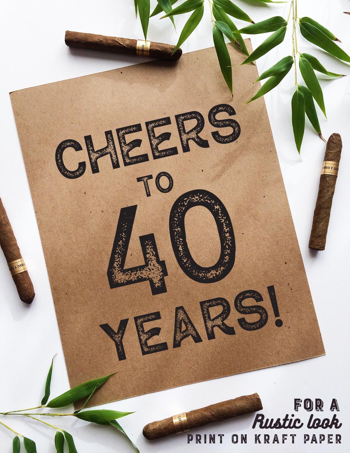 Cheers to 40 Years Sign, Printable Birthday Poster (digital Download ...