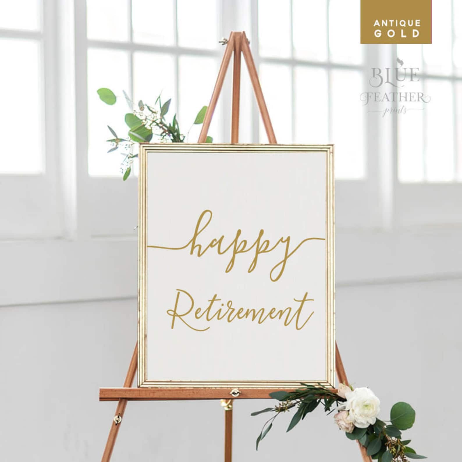 Retirement Sign, Happy Retirement Sign, Gold, Retirement Party Sign ...