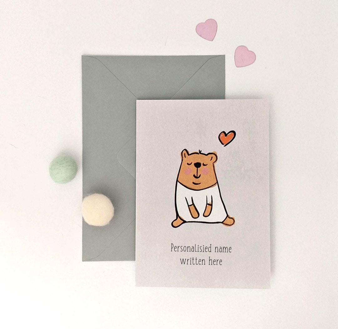 Personalised Newborn Baby Card, Baby Bear, New Baby, Unisex Card ...